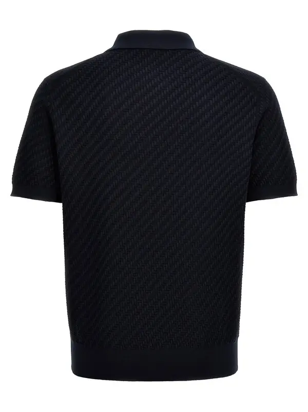 Brioni Woven Knit Polo Shirt