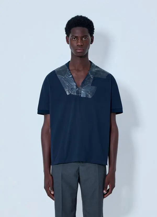 MAISON MARGIELA V-neck Panel T-shirt - Blue
