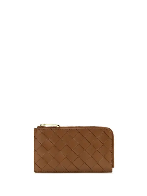 Bottega Veneta Intrecciato Zip Card Holder - Brown