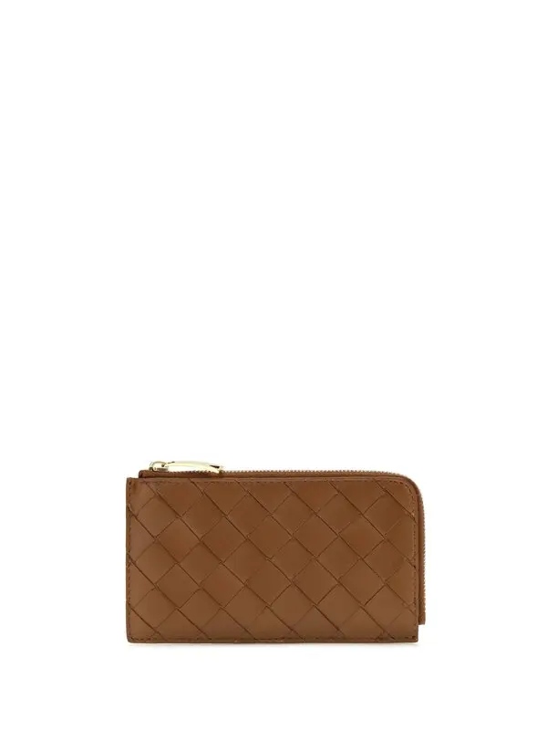 Bottega Veneta Intrecciato Zip Card Holder - Brown