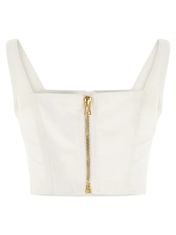 Balmain Cotton Canvas Button Top