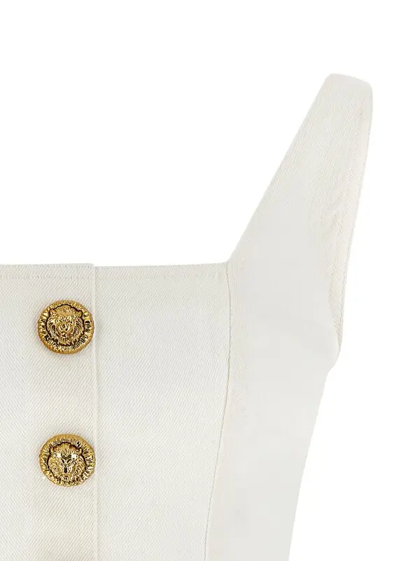 Balmain Cotton Canvas Button Top