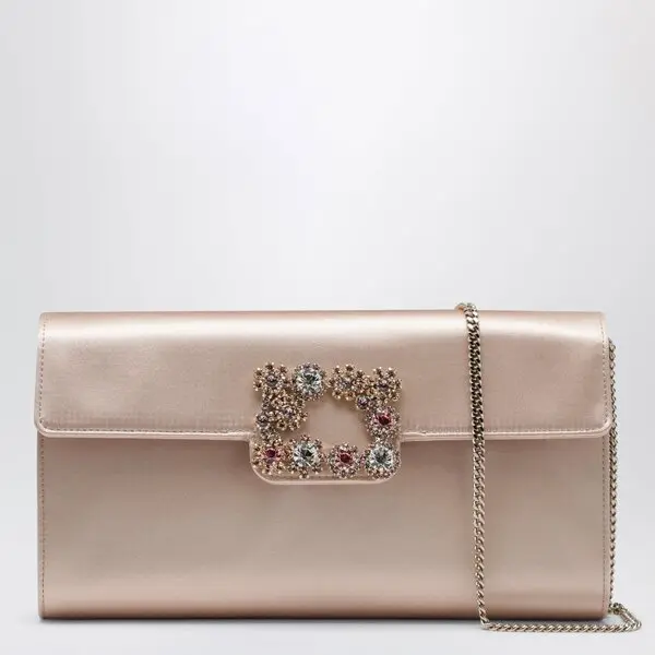 ROGER VIVIER Light Satin Clutch Bag With Buckle - Pink