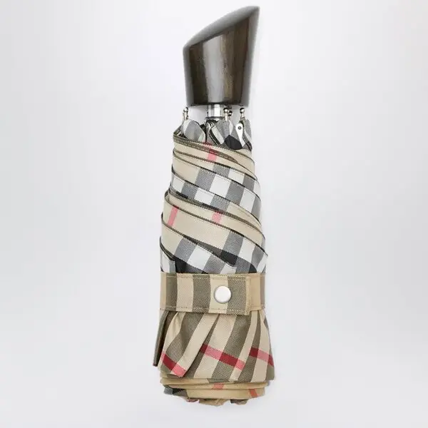 Burberry Foldable Check Umbrella - Cream