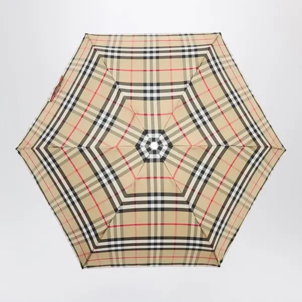 Burberry Foldable Check Umbrella - Cream