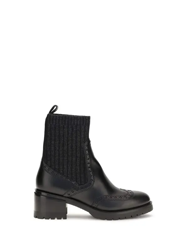 Santoni Ferret Leather Boots - Black