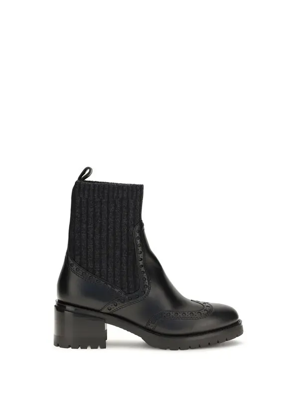 Santoni Ferret Leather Boots - Black