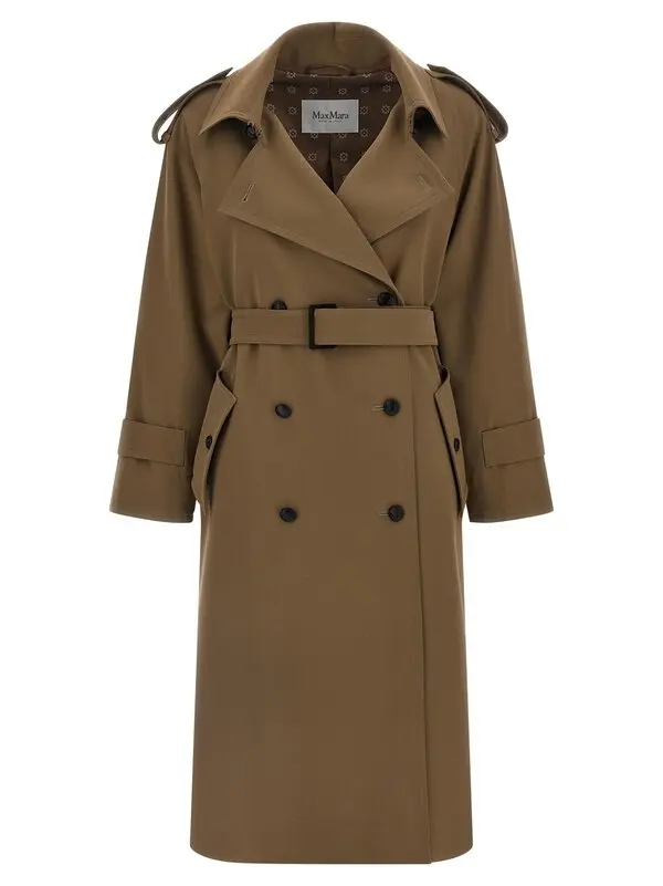 Max Mara Wool Gabardine Trench Coat - Brown