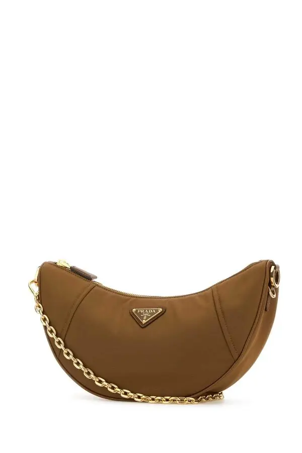 Prada Camel Re-nylon Demi-lune Shoulder Bag