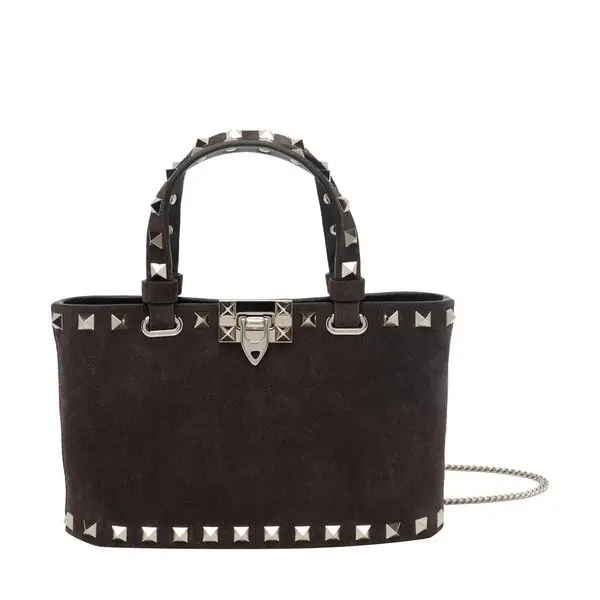Valentino Garavani Mini Suede Rockstud Handbag - Brown