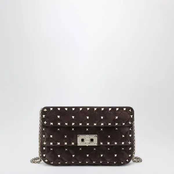 Valentino Garavani Rockstud Spike Bag In Suede - Brown