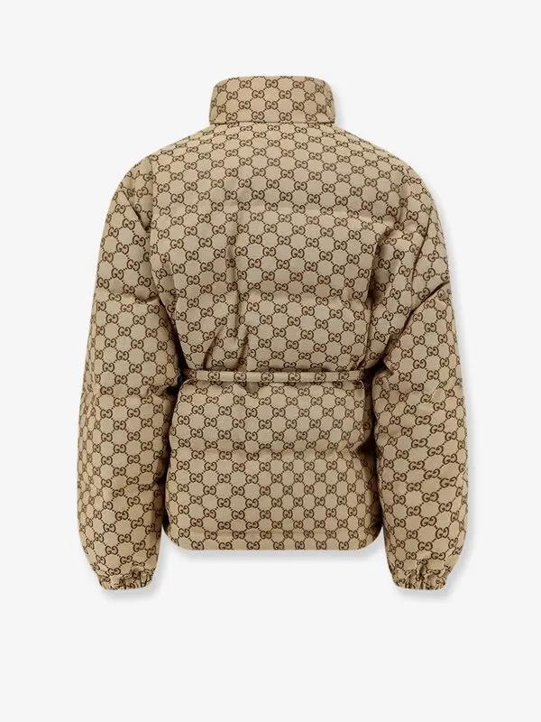 Gucci Gg Fabric Padded Jacket With Belt - Multicolor