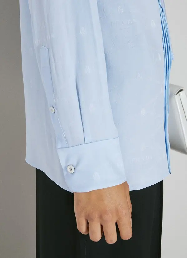 Prada Logo Jacquard Silk Shirt