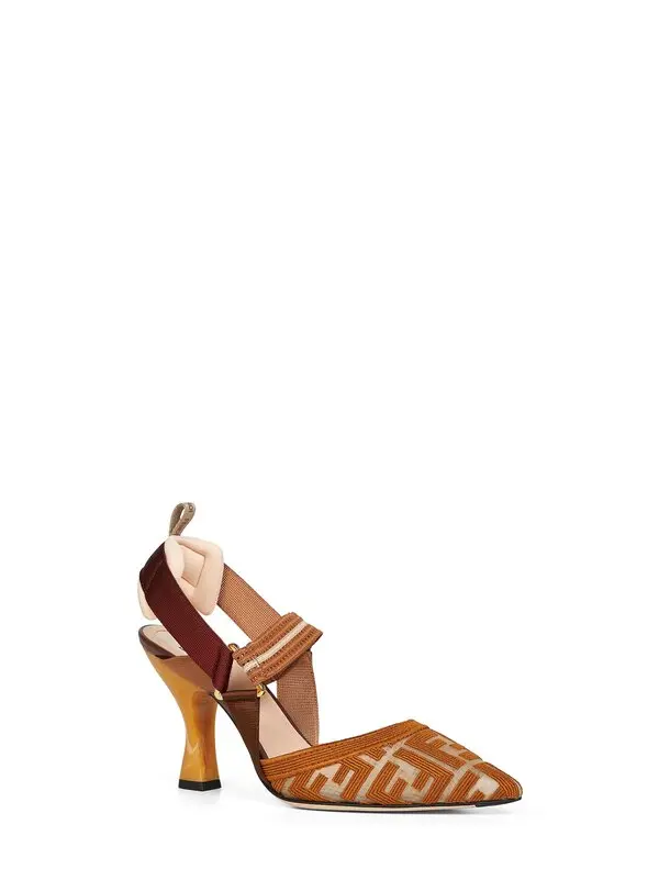 Fendi Brown Ff Fabric Colibrì Slingback Pumps