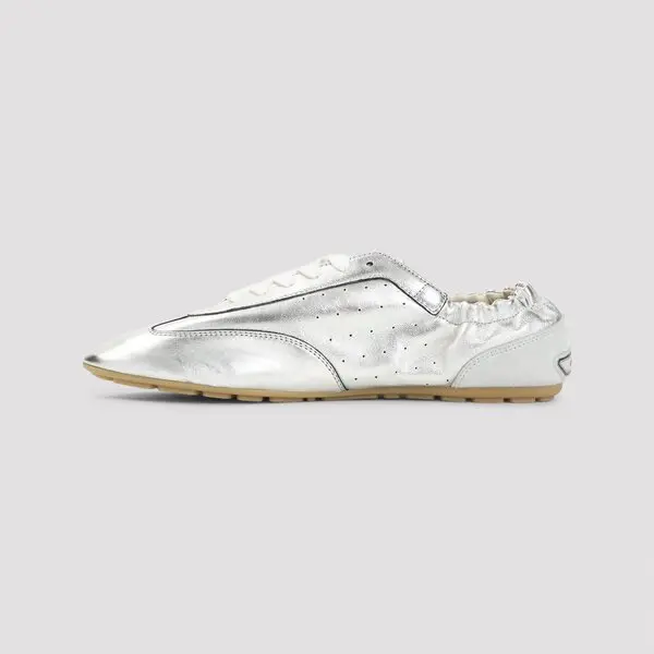 Saint Laurent Lewis Leather Sneakers - Silver