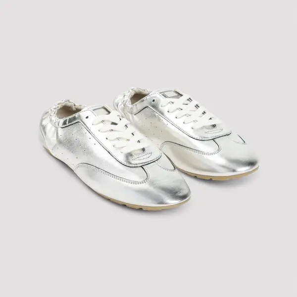 Saint Laurent Lewis Leather Sneakers - Silver