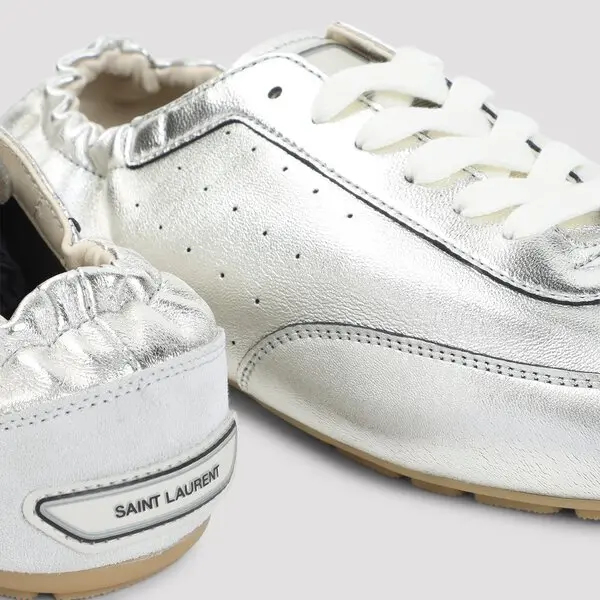 Saint Laurent Lewis Leather Sneakers - Silver