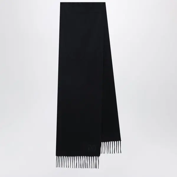 Max Mara Cashmere Stole With Monogram Embroidery - Black