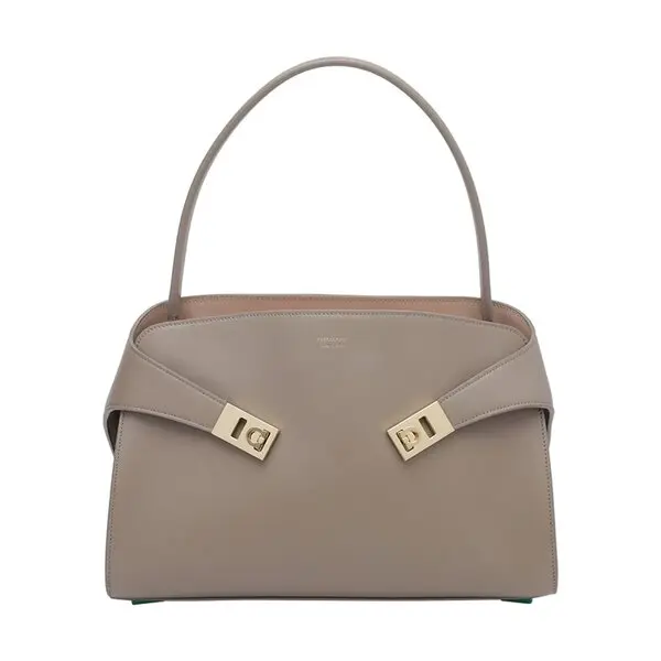 FERRAGAMO Medium Hug Soft Shoulder Bag - Cream