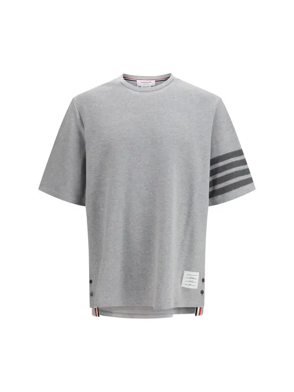 Thom Browne Textured Cotton Piqué T-shirt - Gray