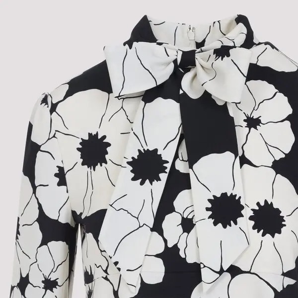 Celine Floral Virgin Wool Mini Dress - Black