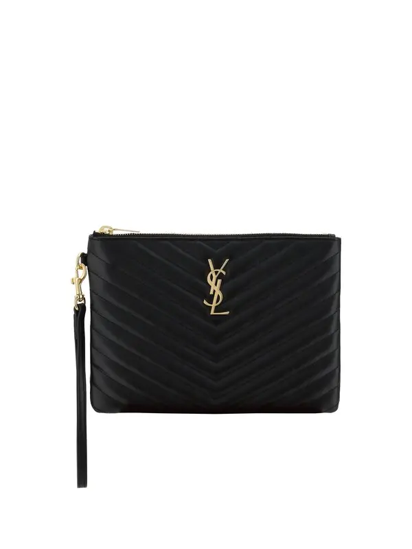 Saint Laurent Leather Matelassé Clutch Bag
