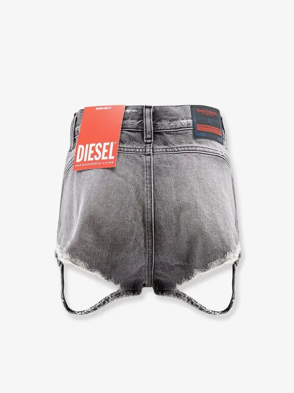 DIESEL® Blue Denim Shorts With A Destroyed Effect