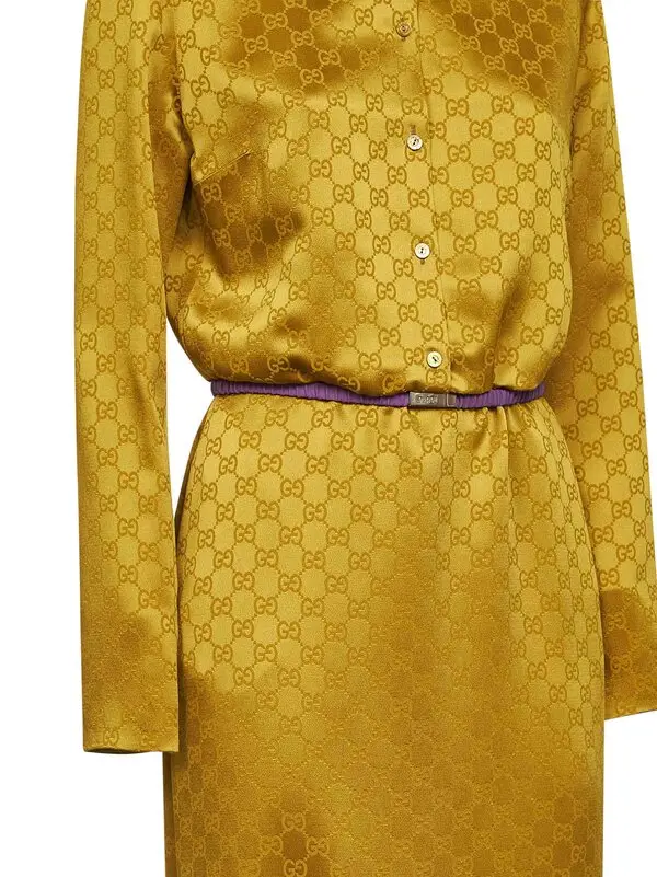 Gucci Gg Jacquard Viscose Midi Shirt Dress - Multicolor