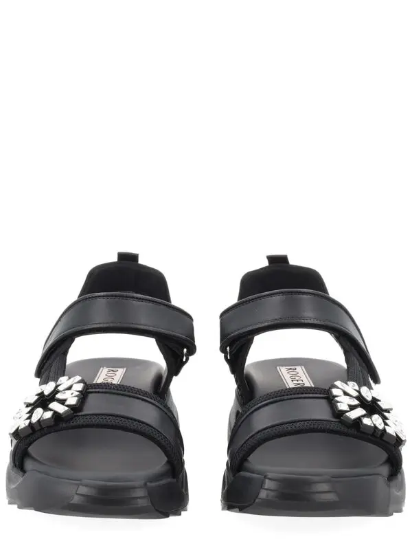 ROGER VIVIER Viv On The Run Sandals - Black