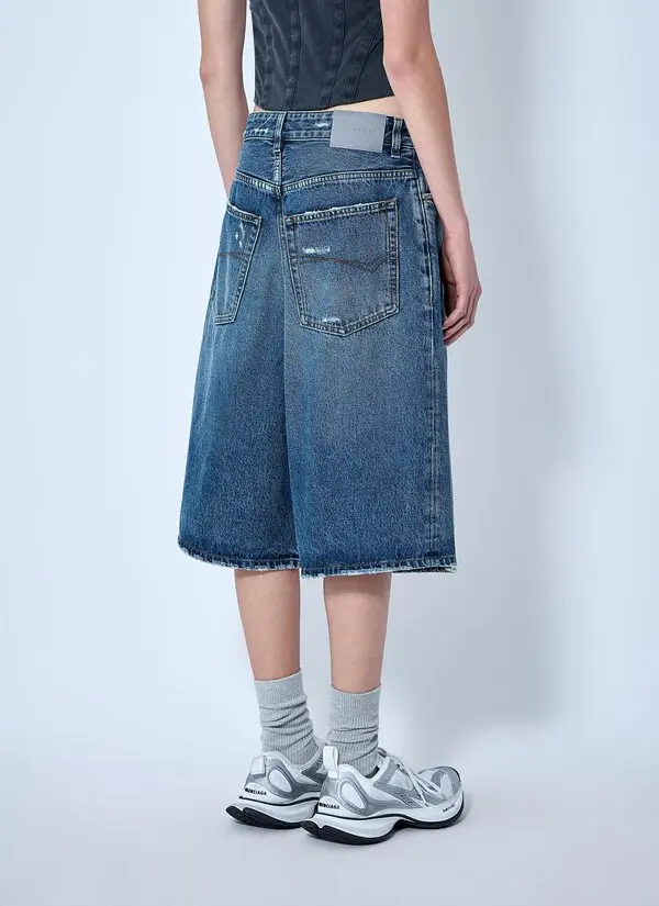 Balenciaga Folded Denim Shorts - Blue