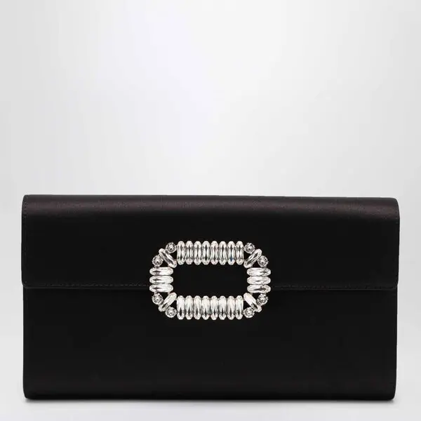 ROGER VIVIER Satin Pochette With Choc Buckle - Black
