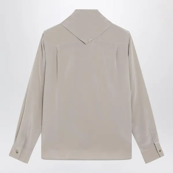 Max Mara Rock Beige Silk Blouse With Scarf - Cream