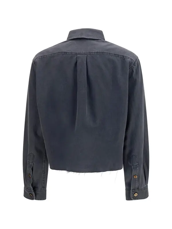 Miu Miu Denim-style Cotton Shirt - Gray