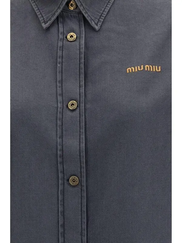 Miu Miu Denim-style Cotton Shirt - Gray