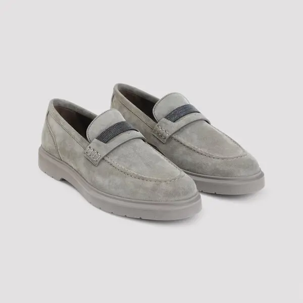 Brunello Cucinelli Leather Loafers - Gray