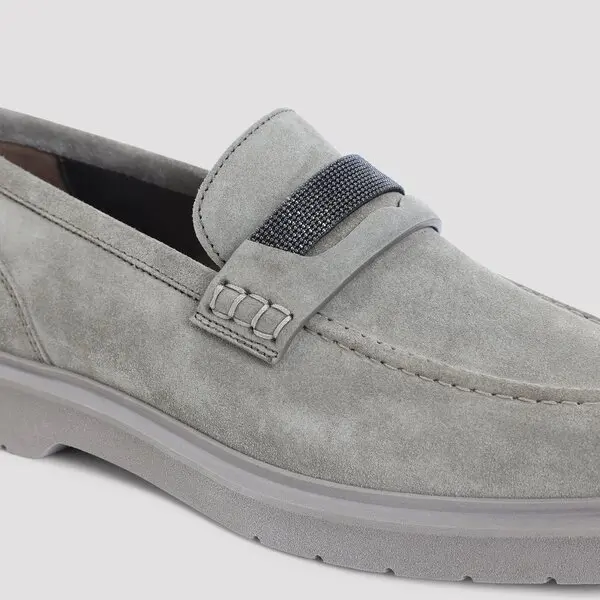 Brunello Cucinelli Leather Loafers - Gray