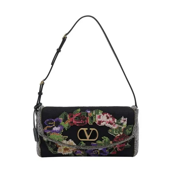 Valentino Garavani Small Embroidered Devain Shoulder Bag - Multicolor
