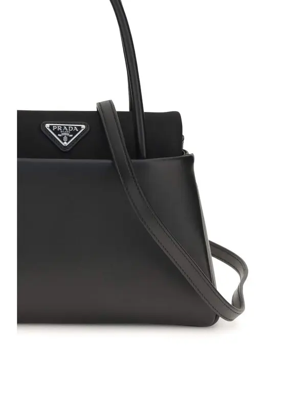 Prada Top Handle Bag With Triangle Logo - Black