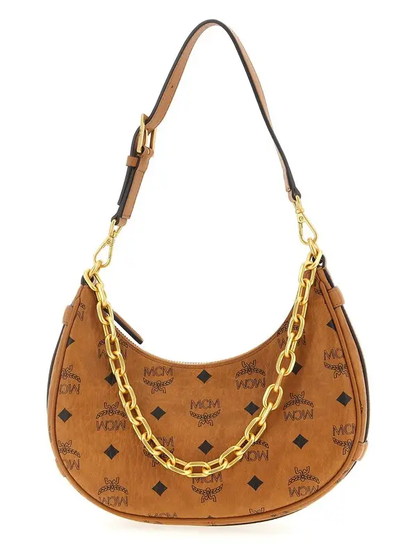 Mcm Aren Crescent Hobo Shoulder Bag - Brown