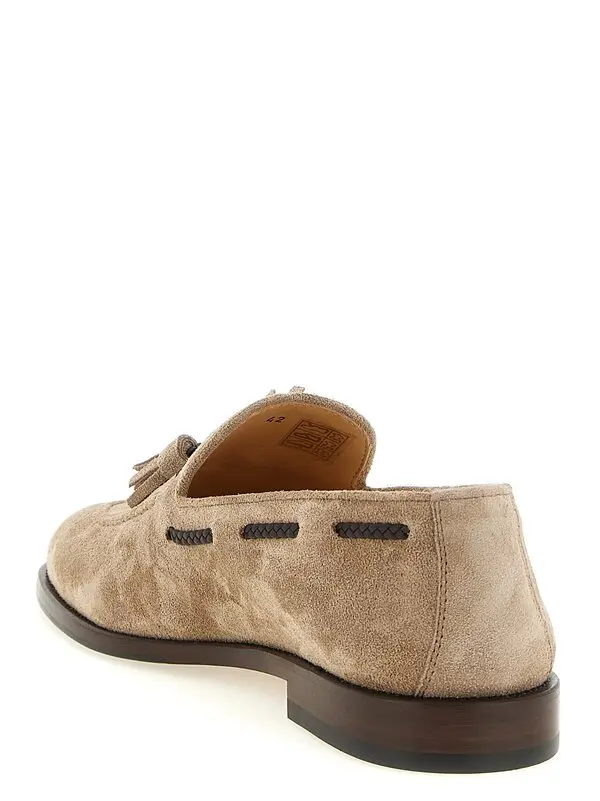 Brunello Cucinelli Suede Tassel Moccasins - Brown