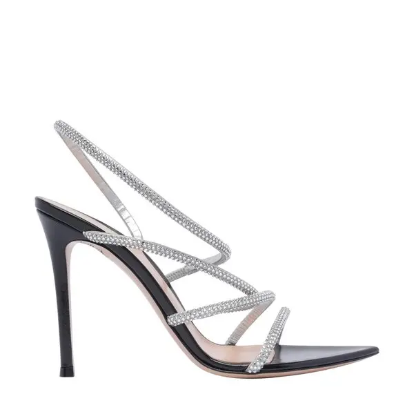 GIANVITO ROSSI Crystal Ettie Pump Sandals - Silver