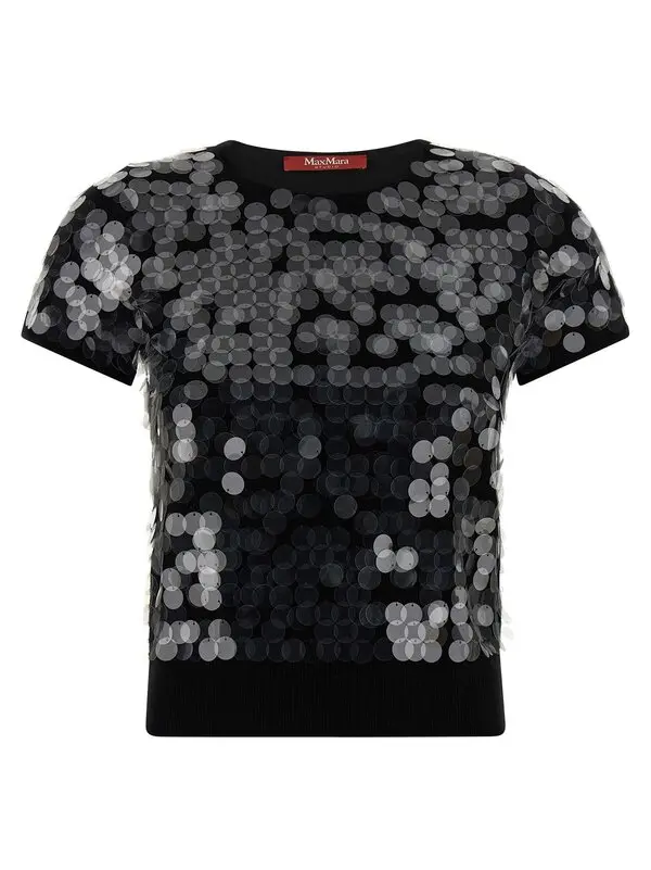 Max Mara Saio Wool Sequin Sweater - Black
