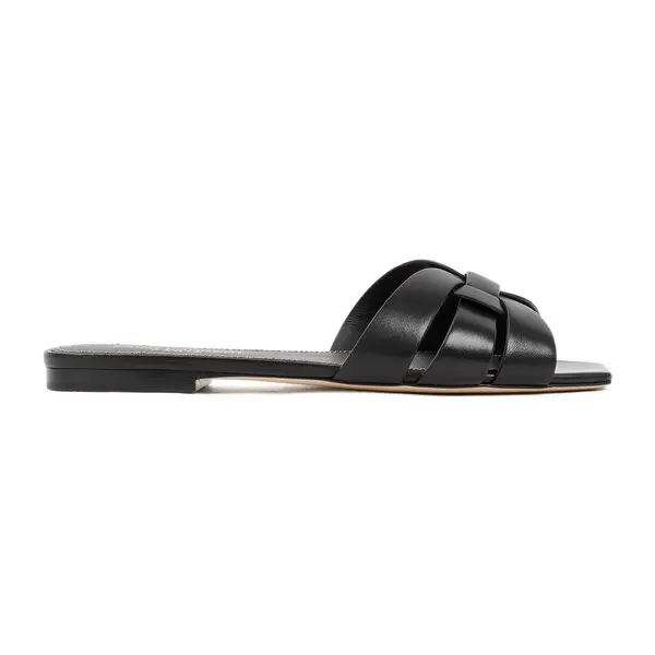 Saint Laurent Leather Tribute Flats - Black