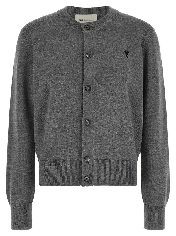 AMI Paris De Coeur' Cardigan - Gray