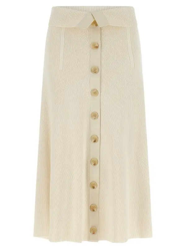 Zimmermann Rebellion Ribbed Stretch Midi Skirt - Cream