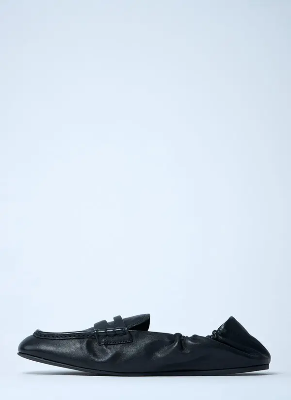 Miu Miu Logo Motif Leather Loafers - Black