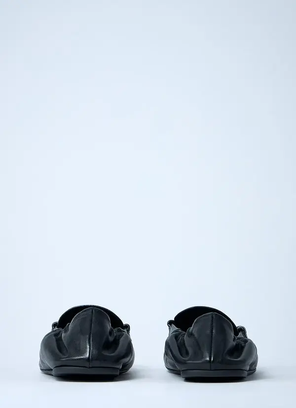 Miu Miu Logo Motif Leather Loafers - Black