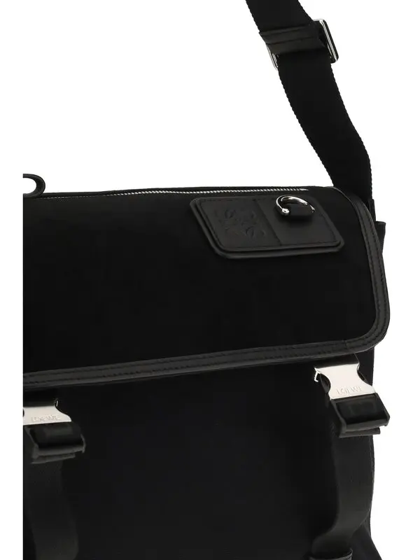 Loewe Medium Messenger Flex Bag In Canvas And Suede