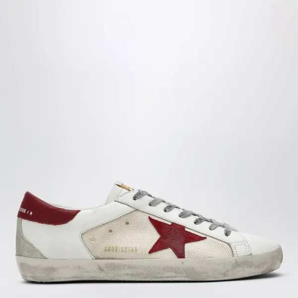 GOLDEN GOOSE Super-star Sneakers In Beige/white/red - Cream