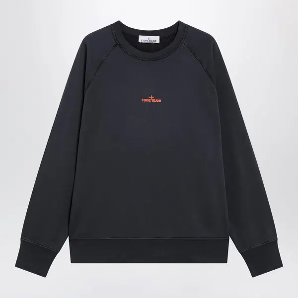 Stone Island Navy Cotton Sweatshirt With Logo Prints